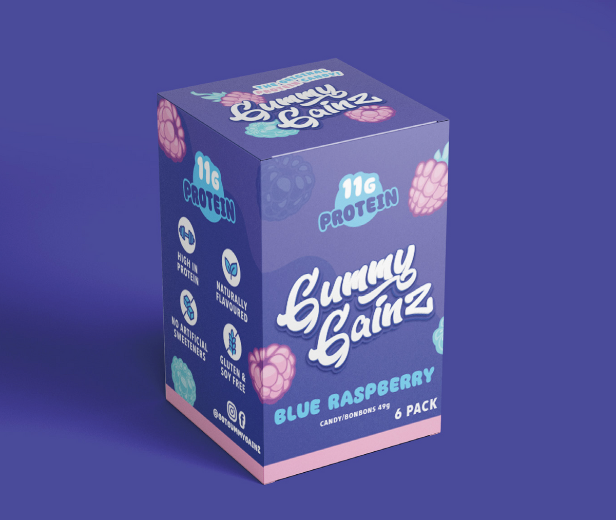 Blue Raspberry Protein Gummies 6 Pack – GummyGainz Protein Candy